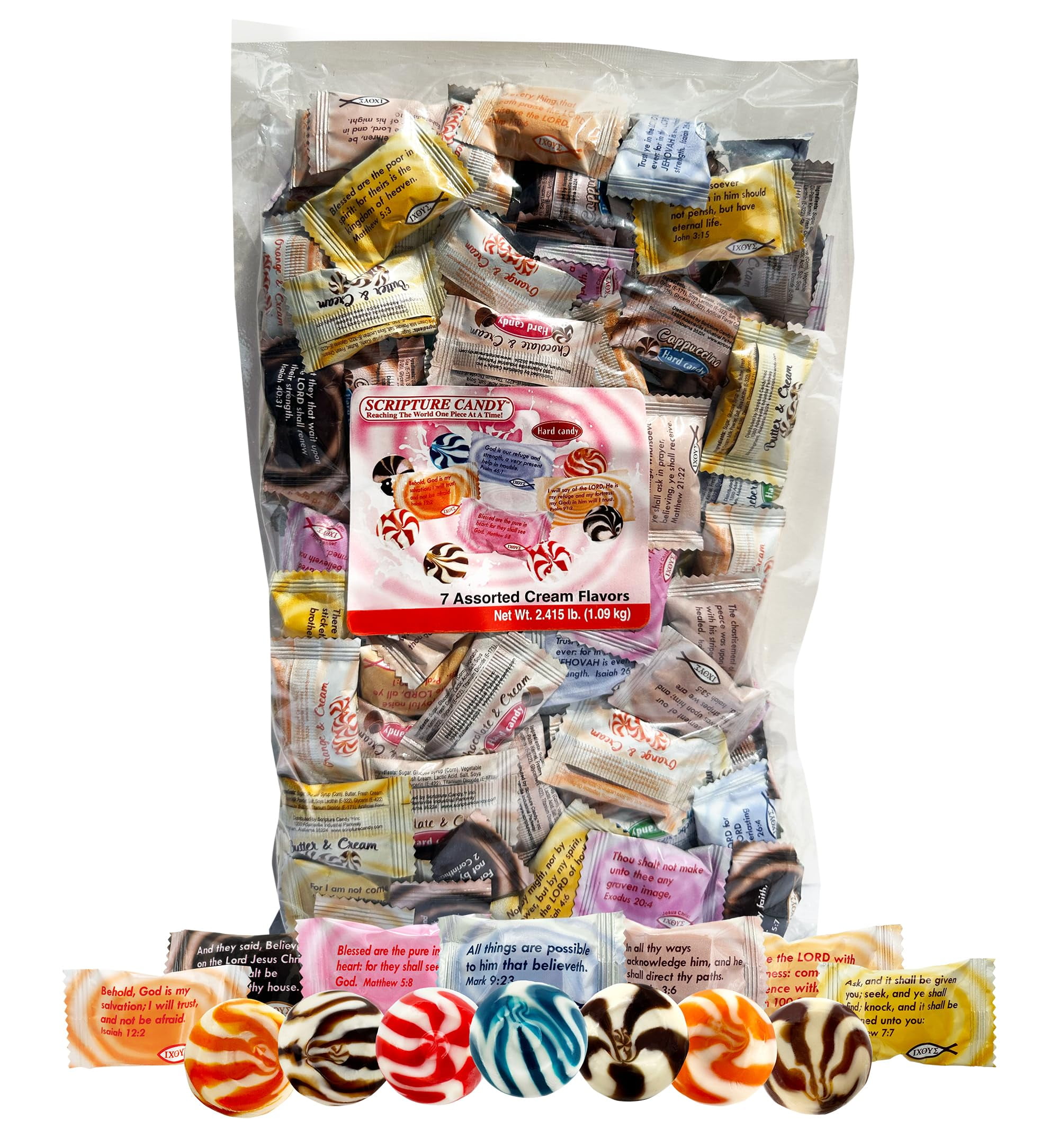 Scripture Candy, Assorted Cream BCF26 Flavor Hard Candy, 180 Pieces ...