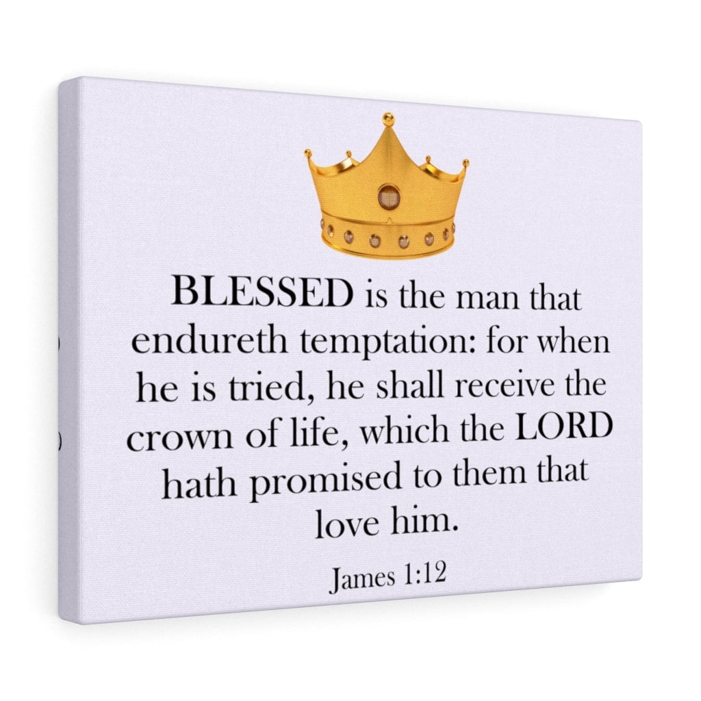 Scripture Canva Crown of Life James 1:12 Scripture Bible Verse Canvas ...