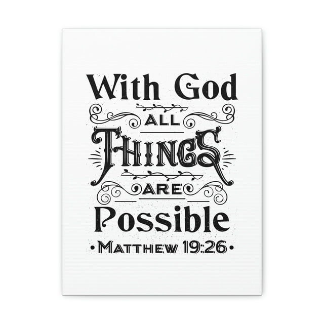 Scripture Canva Things Are Possible Matthew 19:26 Christian Wall Art Bible Verse Print Ready To ...