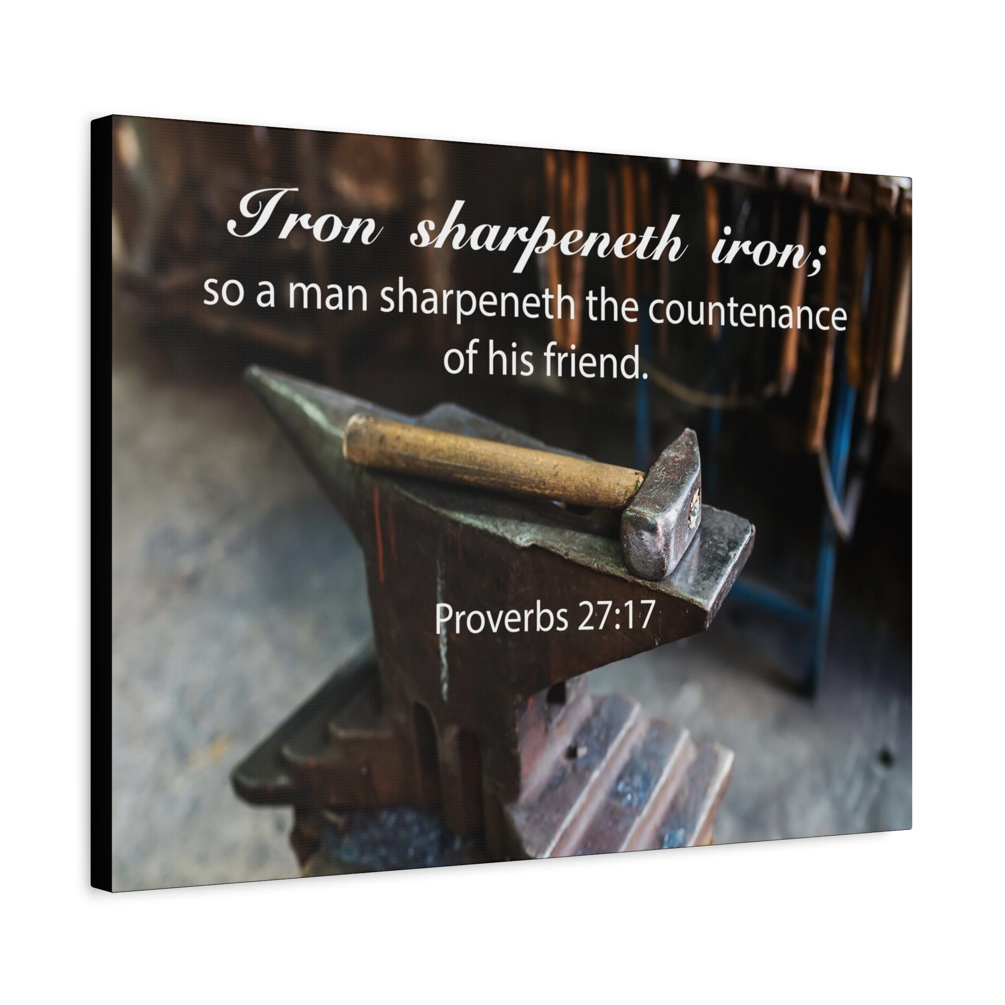 Scripture Canvas Iron Sharpeneth Iron Proverbs 27:17 Christian Wall Art Bible Verse Print Ready ...