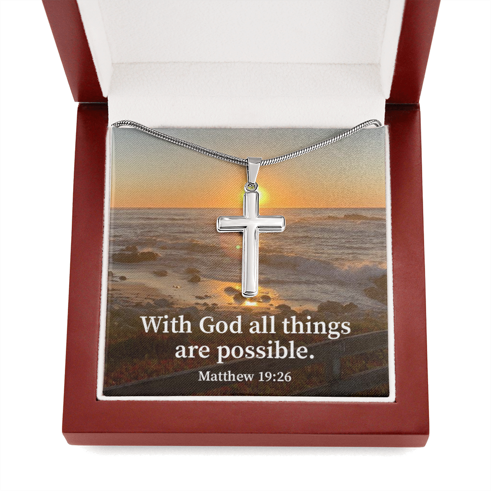 Scripture Card With God All Things Are Possible Matthew 19:26 Cross ...