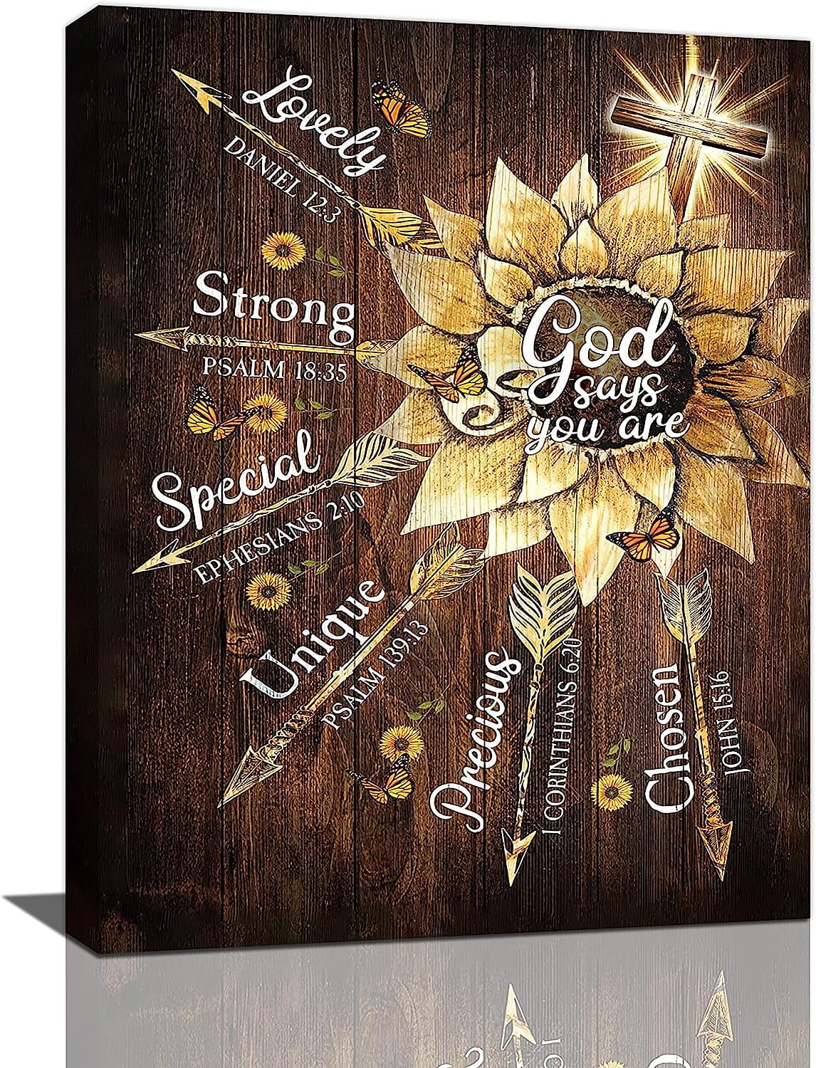 Scripture Christian Wall Art Farmhouse Sunflower Butterfly Quotes Wall ...