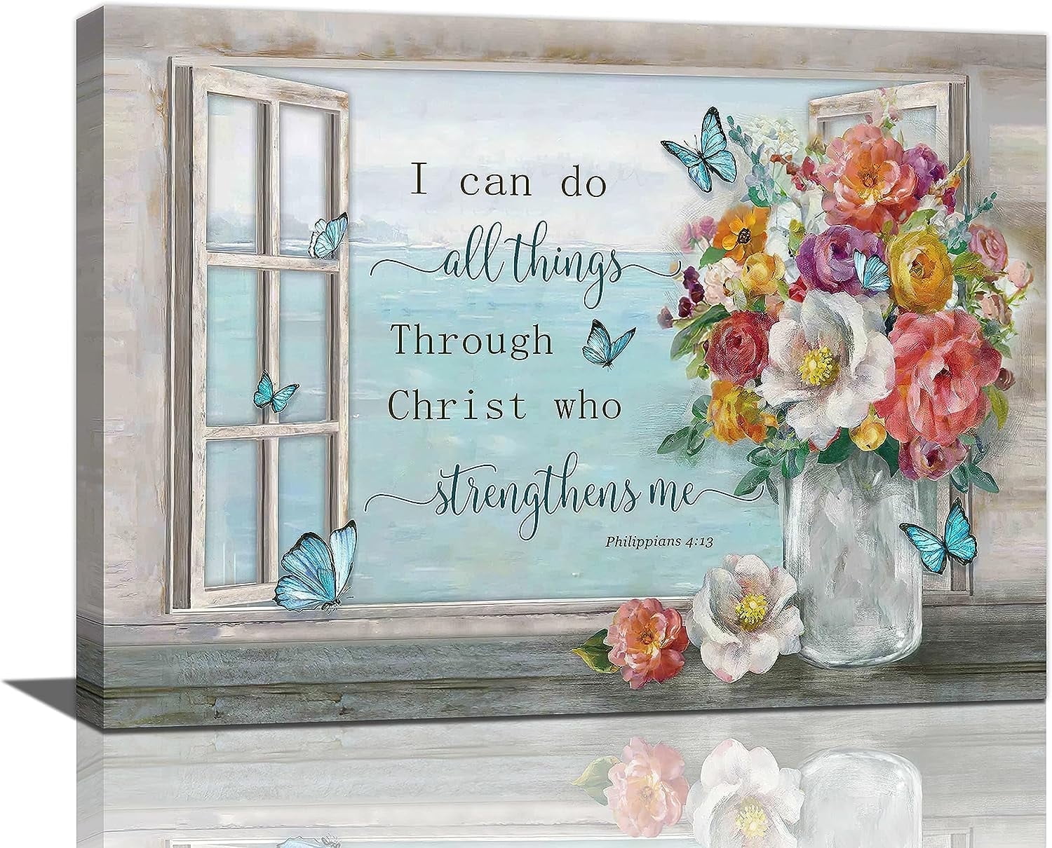 Scripture Flower Wall Art Country Christian Floral Canvas Prints ...