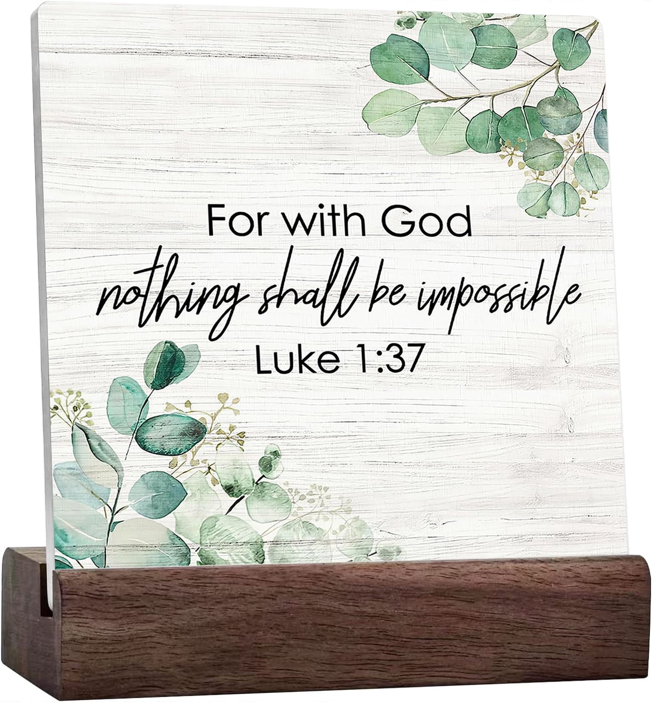 Scripture with God Nothing Shall Be Impossible Christian Ceramic Table ...