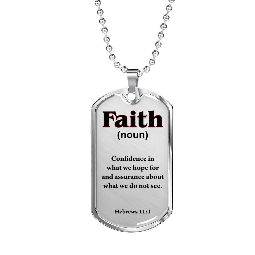 Scripture Necklace Faith Defined Hebrews Dog Tag Stainless Steel or 18k ...