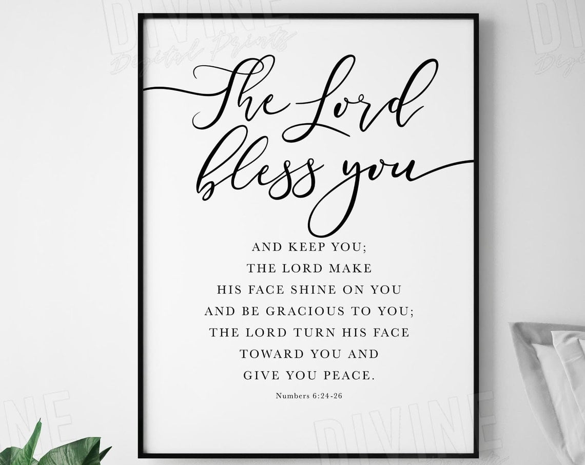 Scripture Numbers 6 24, Bible Verse Wall Art, Christian Decor, The Lord ...