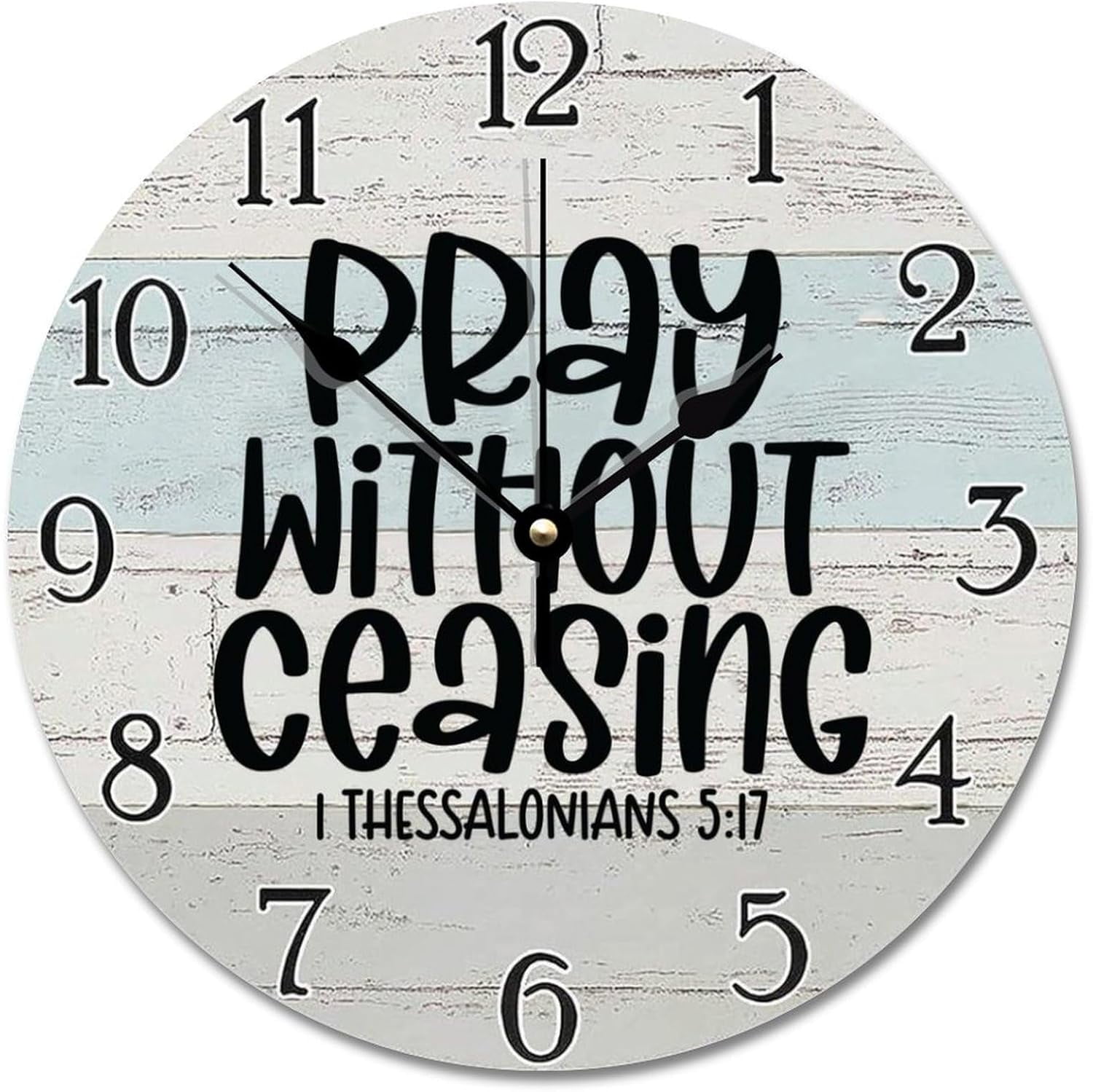 Scripture Print Art Wooden Wall Clocks Battery Operated 12 Inch Silent ...