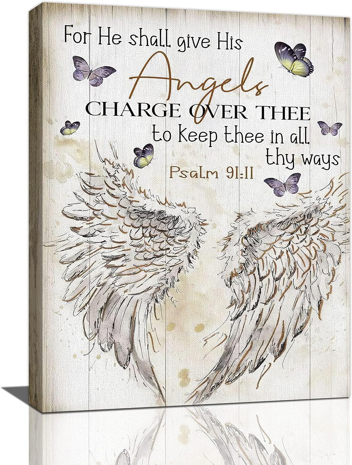 Scripture Psalm 91 Wall Art Christian Angel Wings Pictures Wall Decor ...
