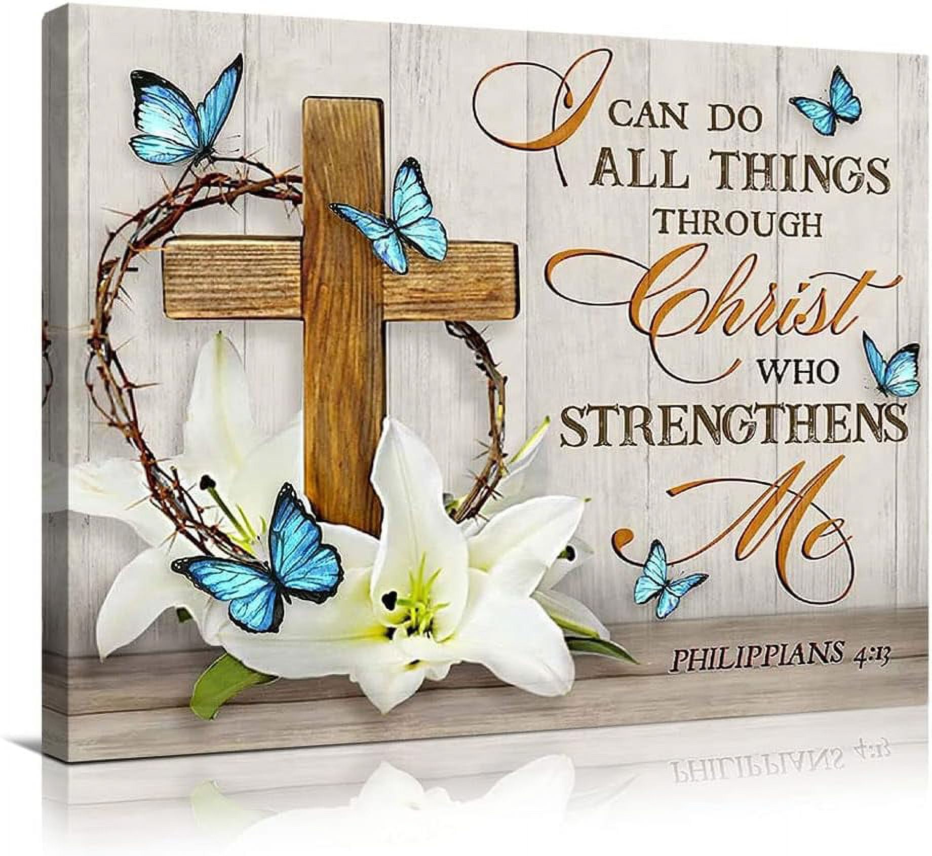 Scripture Wall Art Christian Religious Decor Canvas Prints Floral ...