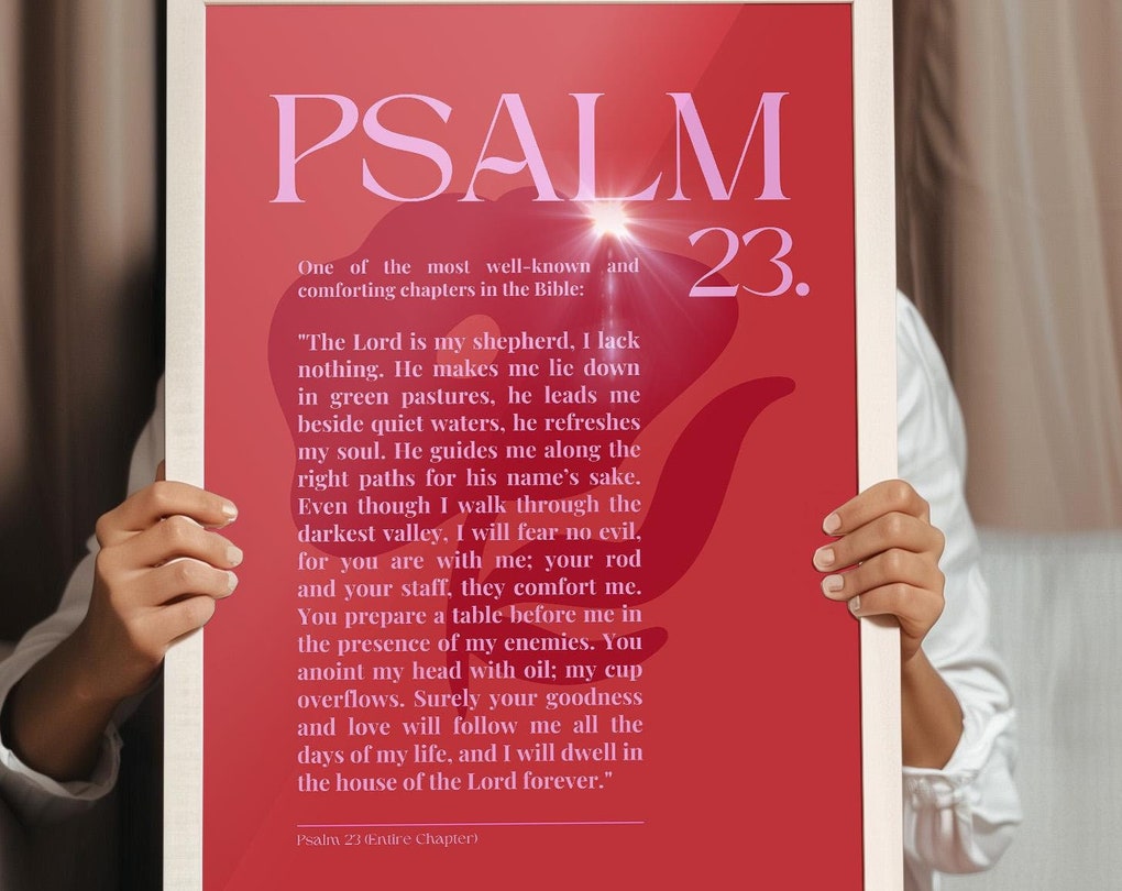 Scripture Wall Art Psalm 23 Christian Art With Matisse Pink Wall Art ...