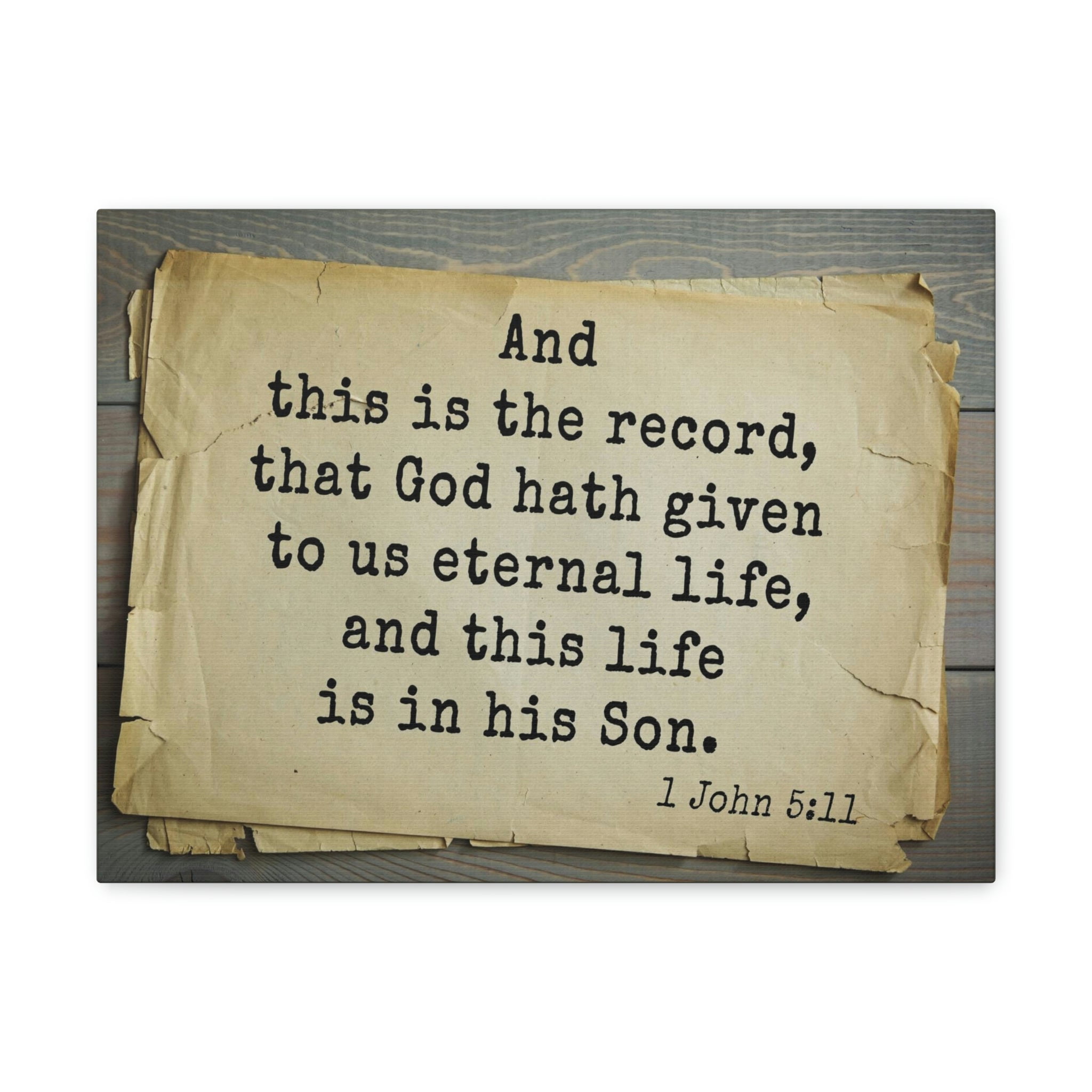 Scripture Walls 1 John 5:11 That God Hath Given Bible Verse Canvas ...