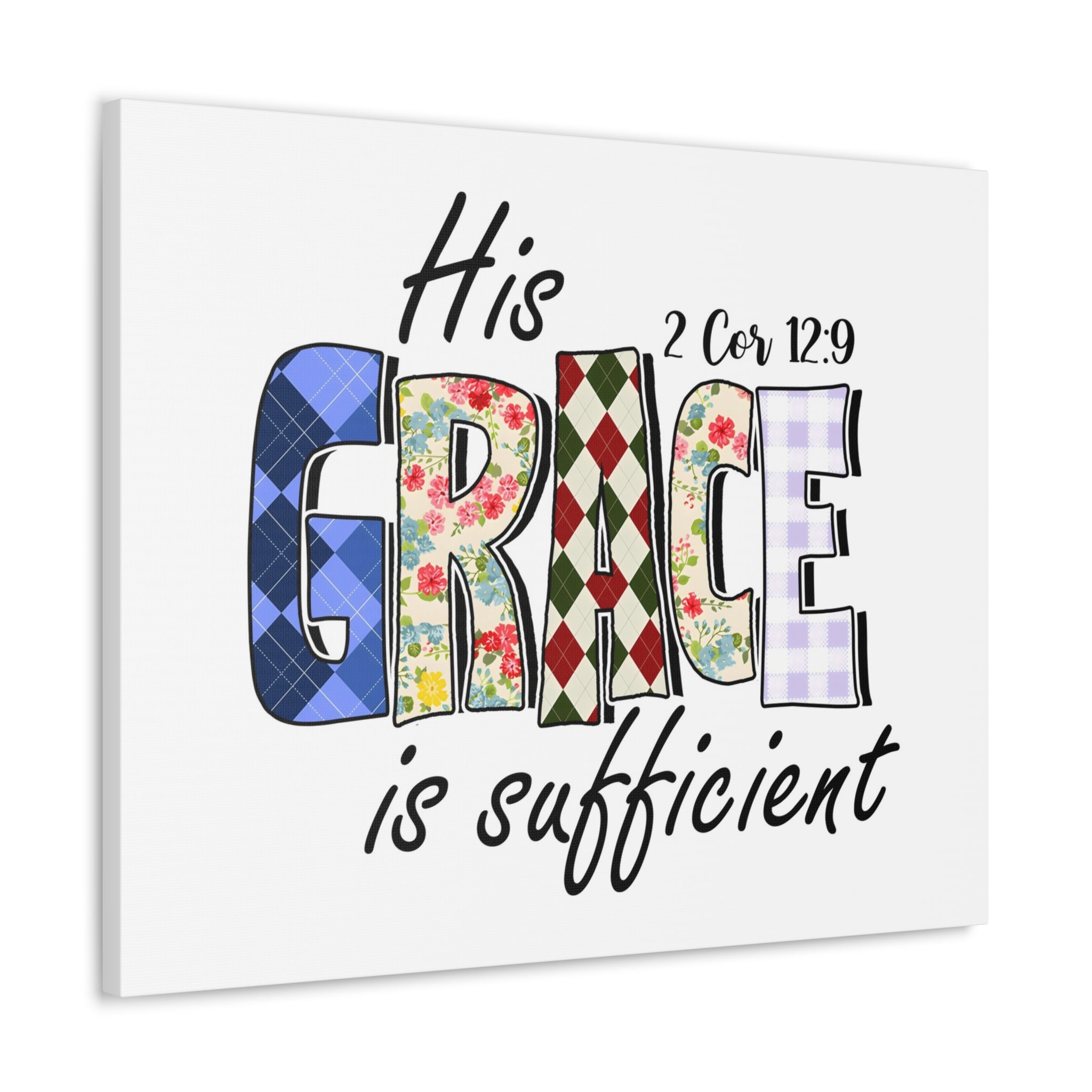 Scripture Walls 2 Corinthians 12:9 His Grace is Sufficient Bible Verse Canvas Christian Wall Art ...