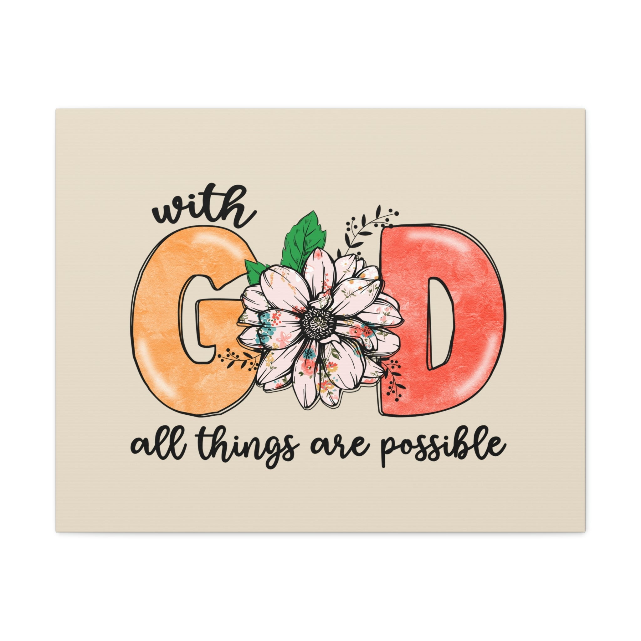 Scripture Walls All Things Possible Floral Pastel Matthew 19:26 Bible Verse Canvas Christian ...