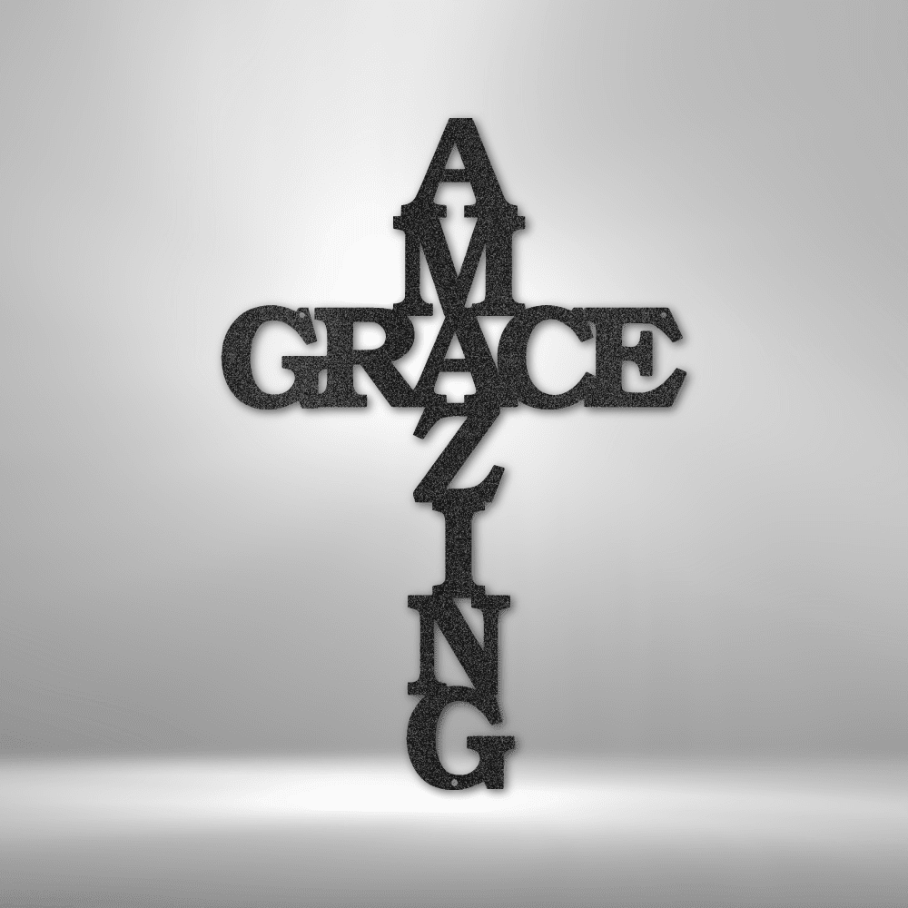 Scripture Walls Amazing Grace Cross Steel Sign Laser Cut Powder Coated ...