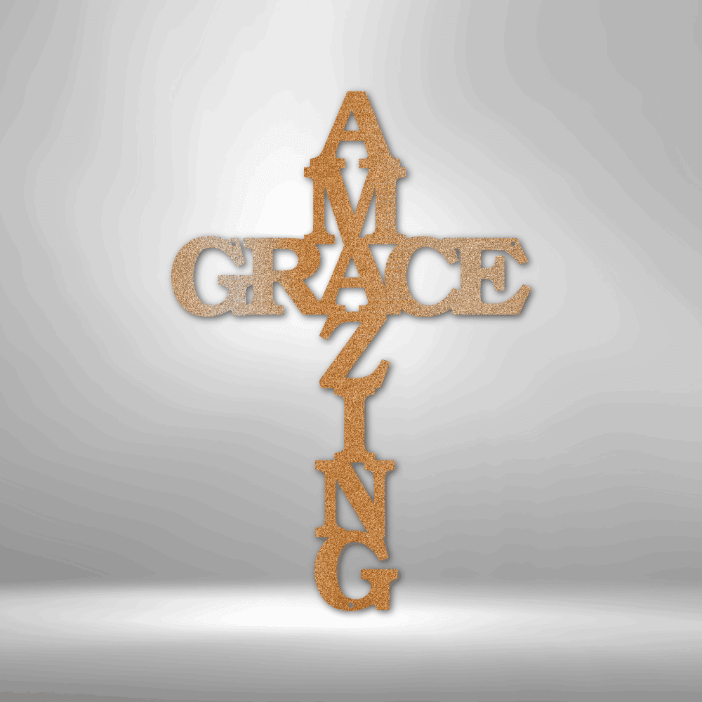Scripture Walls Amazing Grace Cross Steel Sign Laser Cut Powder Coated ...