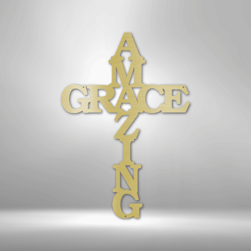 Scripture Walls Amazing Grace Cross Steel Sign Laser Cut Powder Coated ...