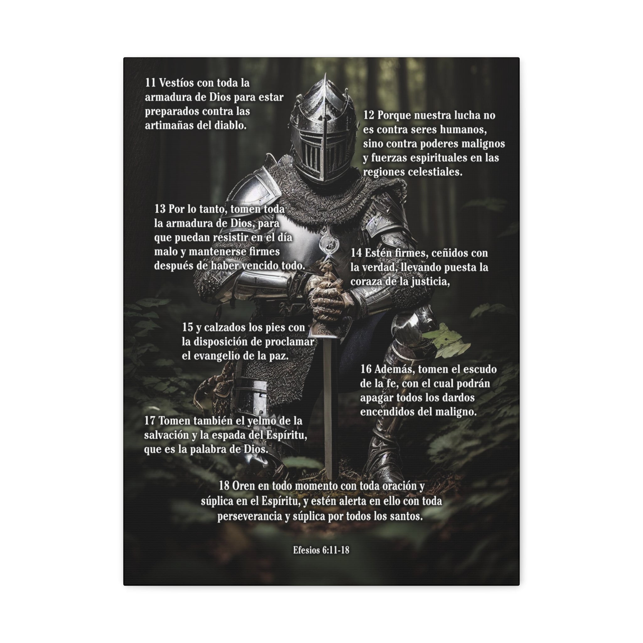 Scripture Walls Armor Of God Efesios 6:11-18 Spanish Soldier Kneels Christian Wall Art Print ...