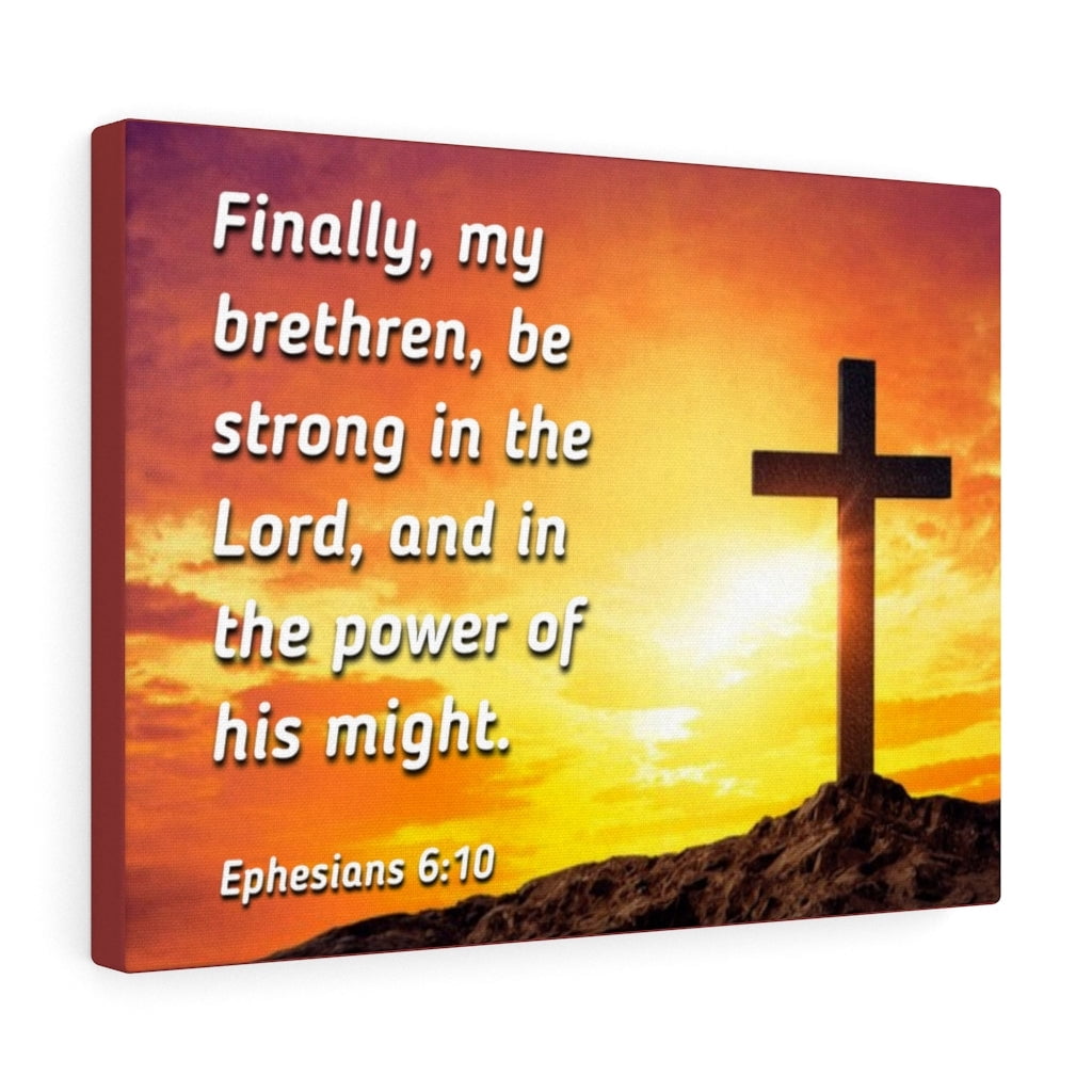 Scripture Walls Be Strong Ephesians 6:10 Yellow Bible Verse Canvas ...