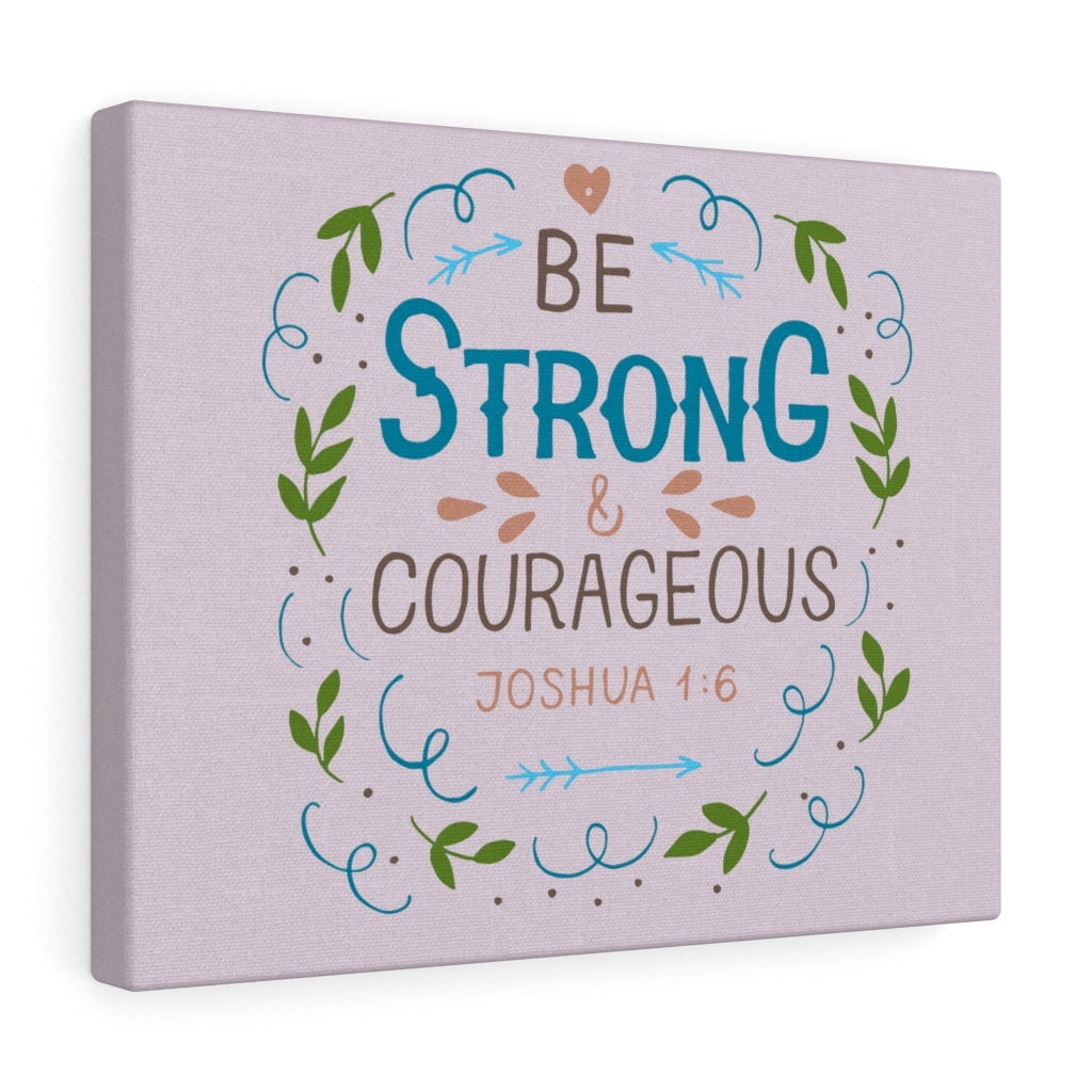 Scripture Walls Be Strong Pink Joshua 1:6 Bible Verse Canvas Christian ...