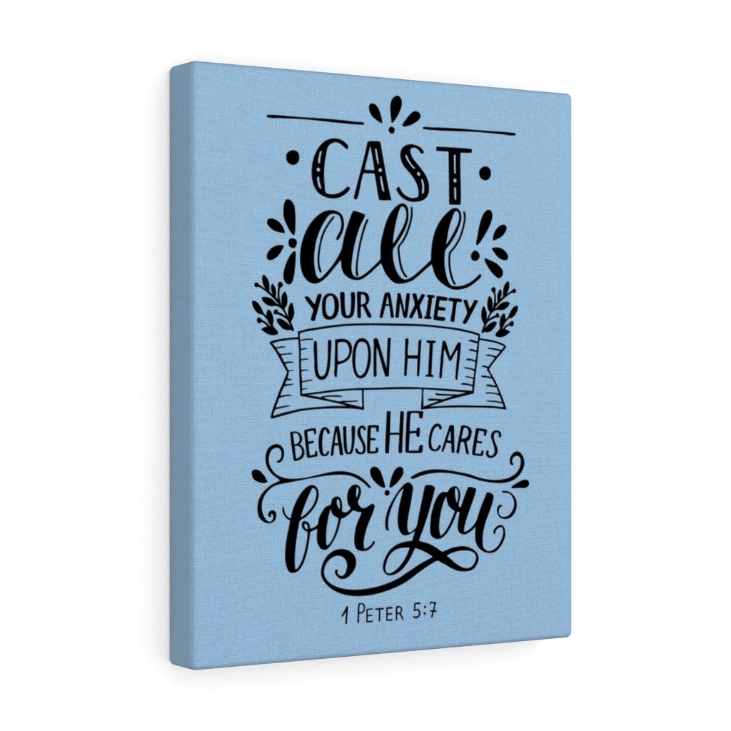 Scripture Walls Because He Cares 1 Peter 5:7 Bible Verse Canvas ...
