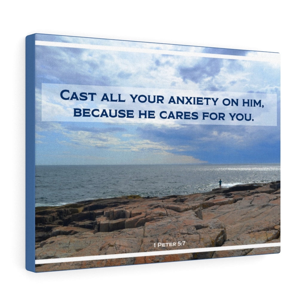 Scripture Walls Because He Cares For You 1 Peter 5:7 Bible Verse Canvas ...