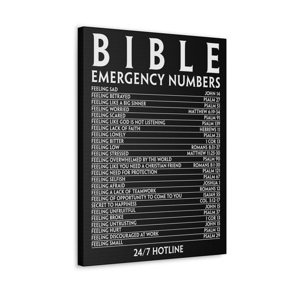 Scripture Walls Bible Emergency Hotline Numbers Bible Verse Canvas ...