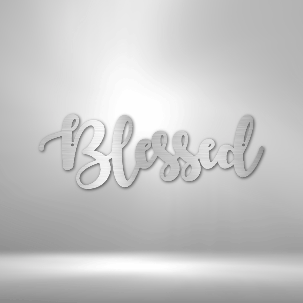 Scripture Walls Blessed Script Steel Sign Laser Cut Powder Coated Home ...
