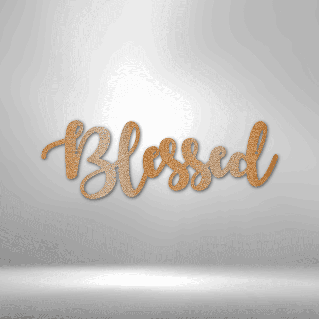 Scripture Walls Blessed Script Steel Sign Laser Cut Powder Coated Home & Office Metal Wall Decor ...