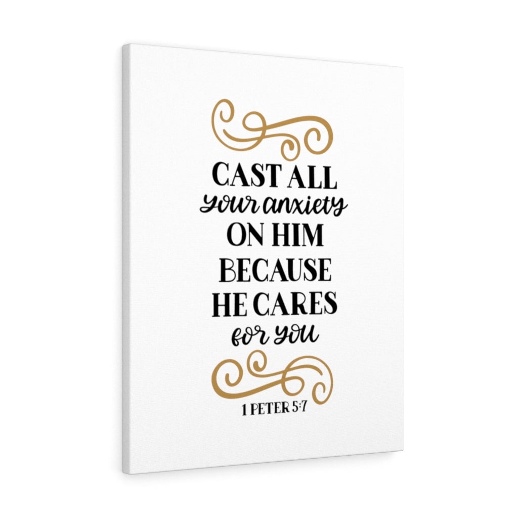 Scripture Walls CAres For You 1 Peter 5:7 Bible Verse Canvas Christian ...