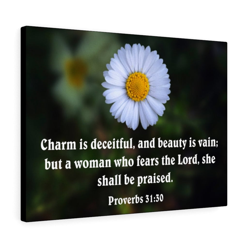 Scripture Walls Charm is Deceitful Proverbs 31:30 Bible Verse Canvas ...