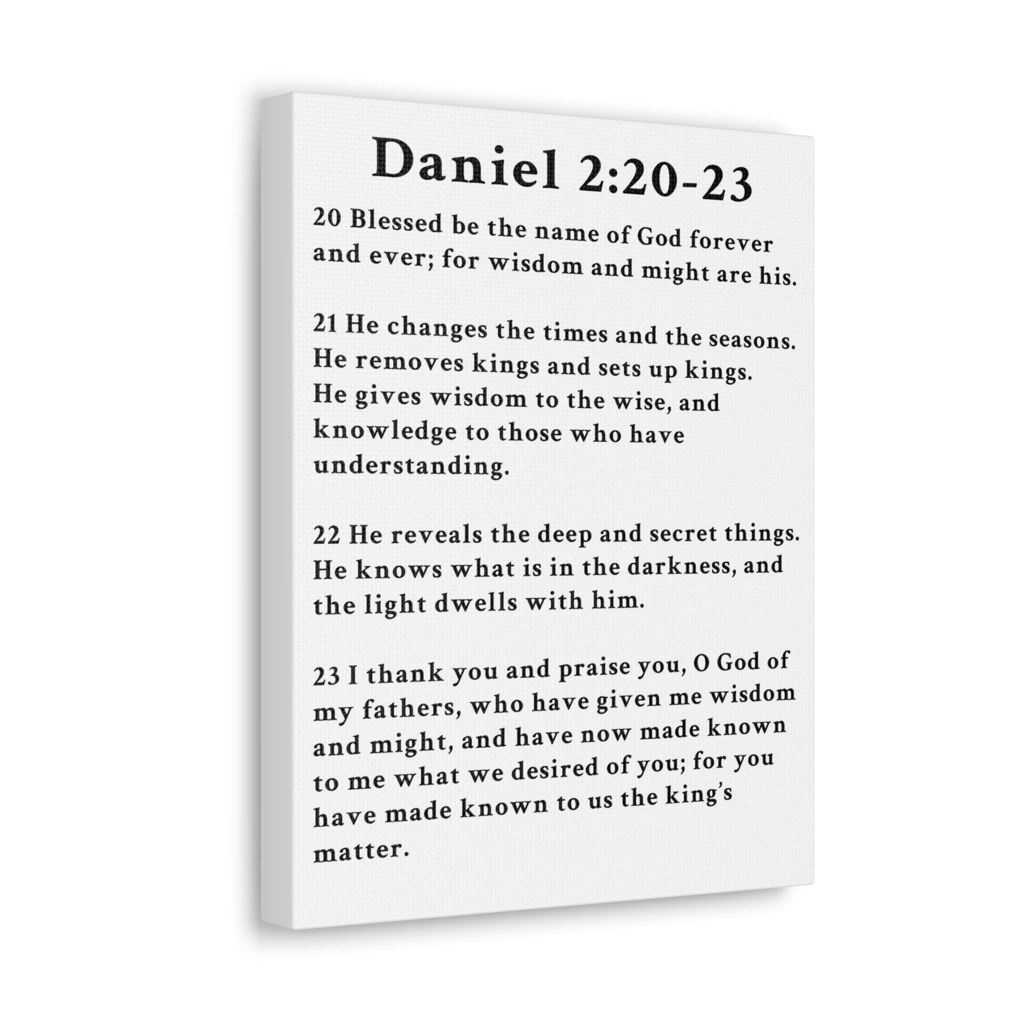 Daniel 2:20-23 Bible Verse Canvas – Christian Wall Art, Daniel's Prayer of Praise, Ready to Hang ...
