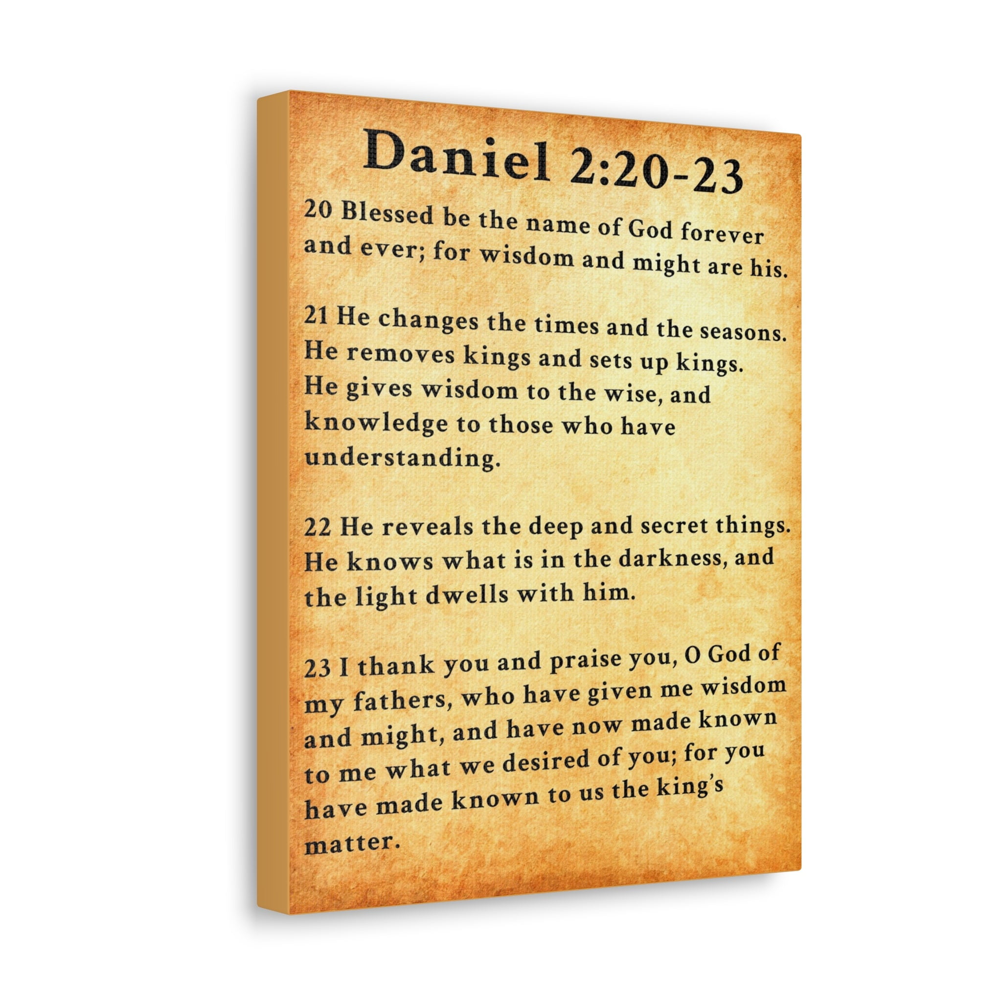 Daniel 2:20-23 Prayer of Praise Gold Bible Verse Canvas – Christian ...