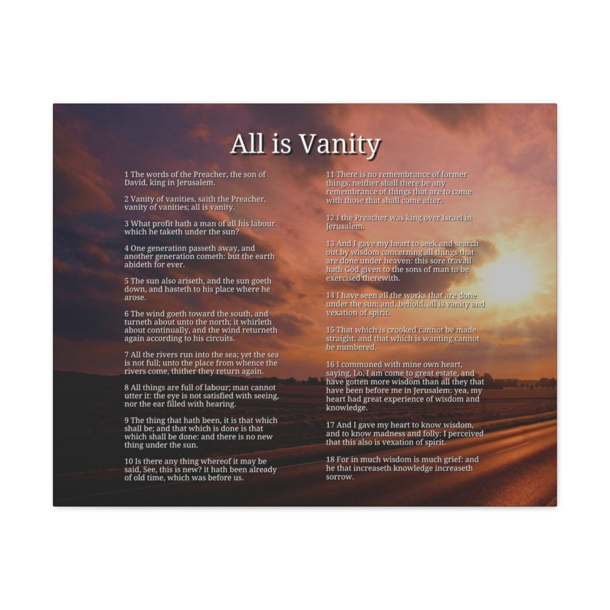 Scripture Walls Ecclesiastes 1 All Is Vanity Under The Sun Bible Verse ...