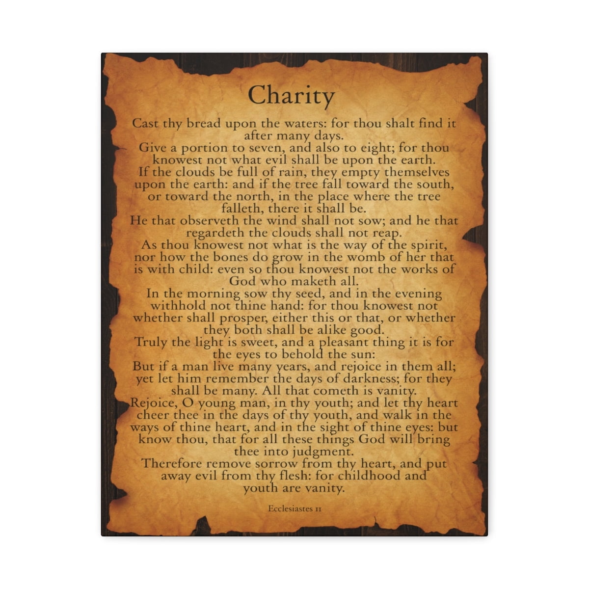 Scripture Walls Ecclesiastes 11 Chapter Gold Brown Bible Verse Canvas ...