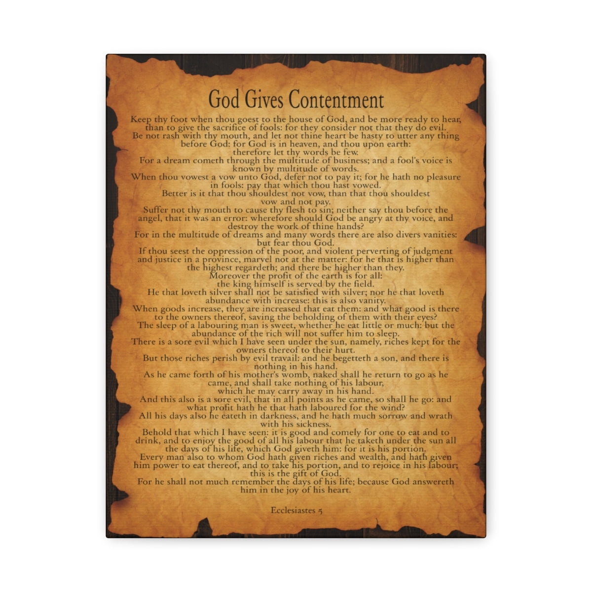 Scripture Walls Ecclesiastes 5 Chapter Gold Brown Bible Verse Canvas ...