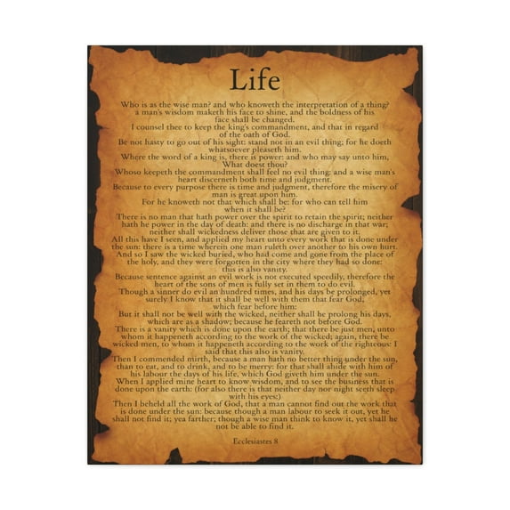 Scripture Walls Ecclesiastes 8 Chapter Gold Brown Bible Verse Canvas ...