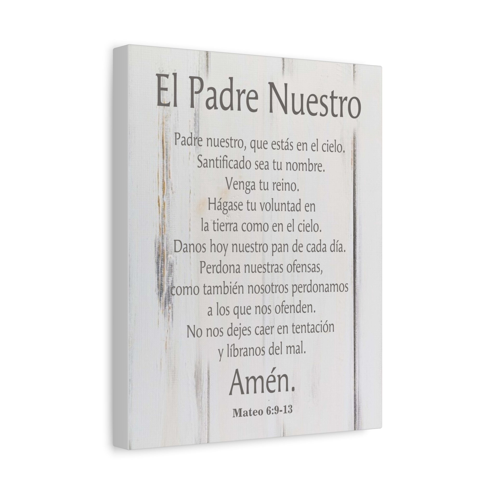 Scripture Canvas Lords Prayer Spanish El Padre Nuestro White Wood ...