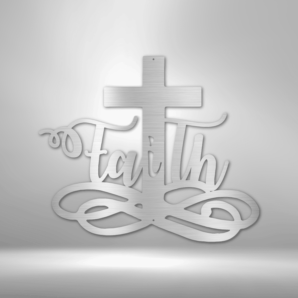 Scripture Walls Faith in Christ Cross Steel Sign Laser Cut Powder ...