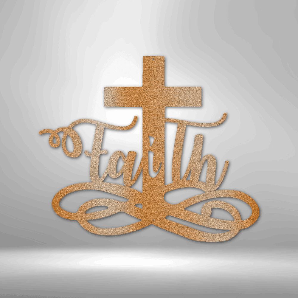 Scripture Walls Faith in Christ Cross Steel Sign Laser Cut Powder ...