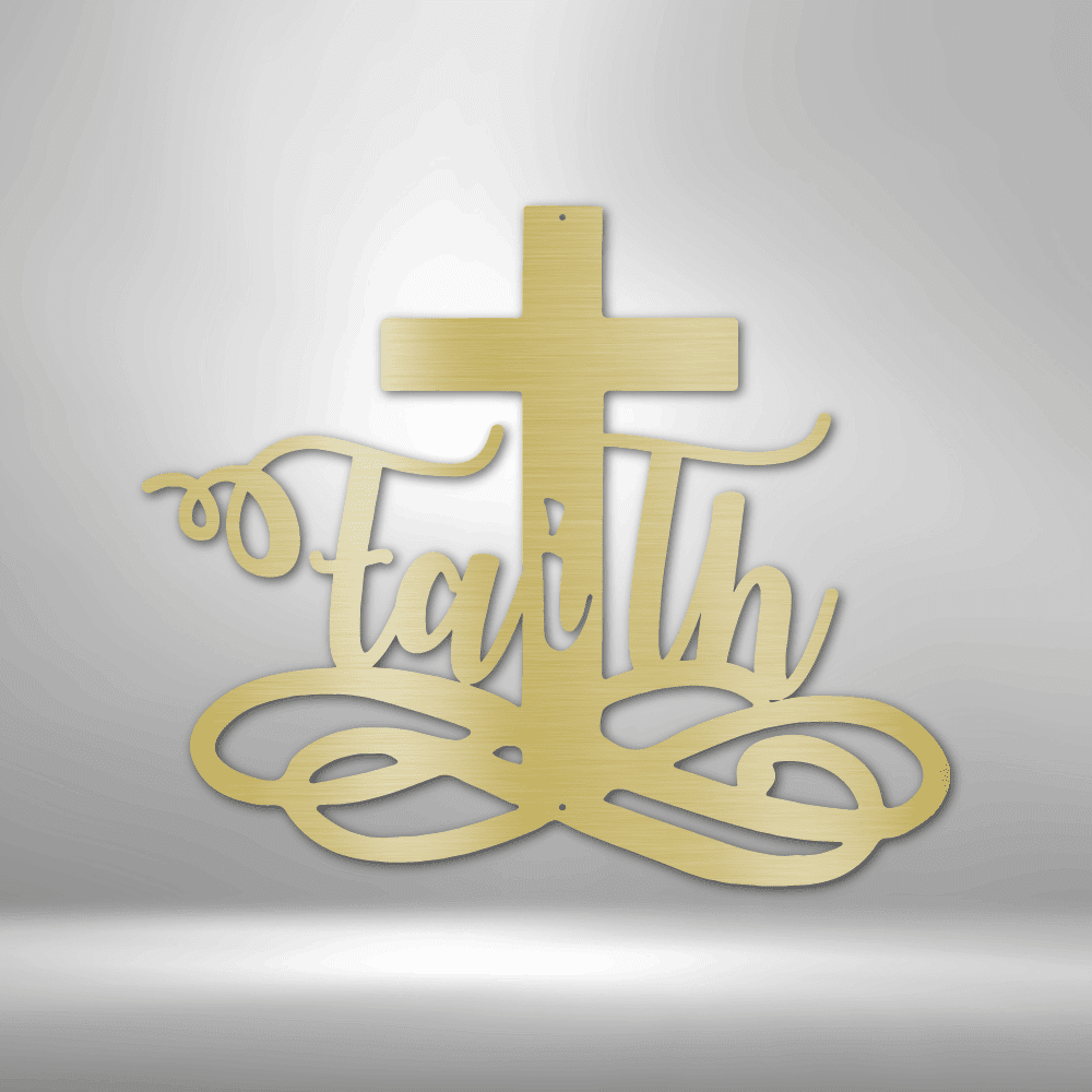 Scripture Walls Faith in Christ Cross Steel Sign Laser Cut Powder ...