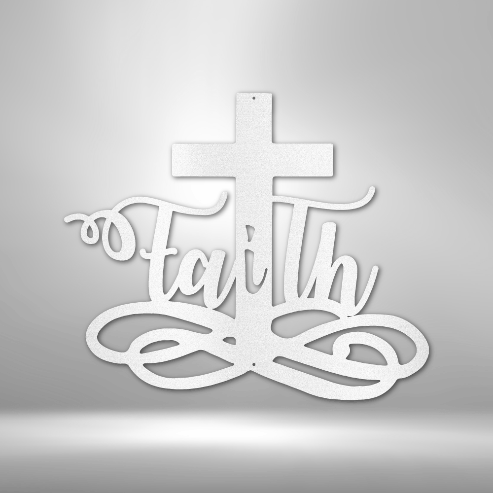Scripture Walls Faith in Christ Cross Steel Sign Laser Cut Powder ...