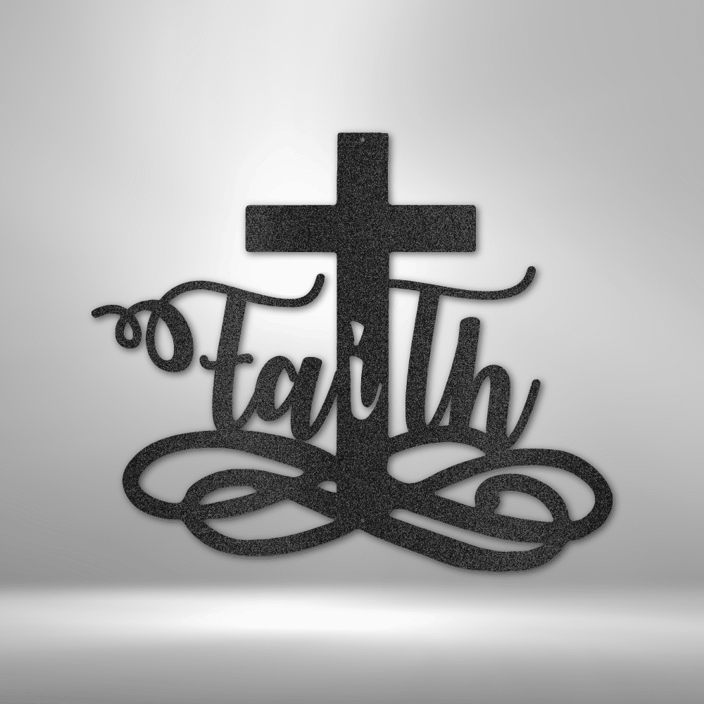 Scripture Walls Faith in Christ Cross Steel Sign Laser Cut Powder ...