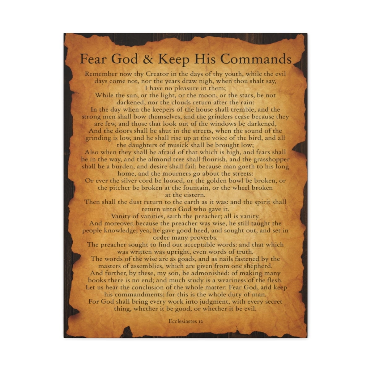 Scripture Walls Fear God & Keep His Commands Ecclesiastes 12 Gold Brown ...