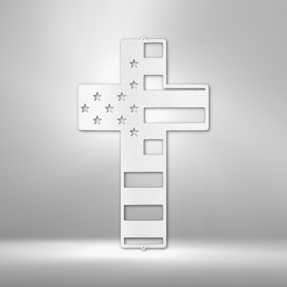 Scripture Walls Flag Cross Steel Sign Laser Cut Powder Coated Home ...