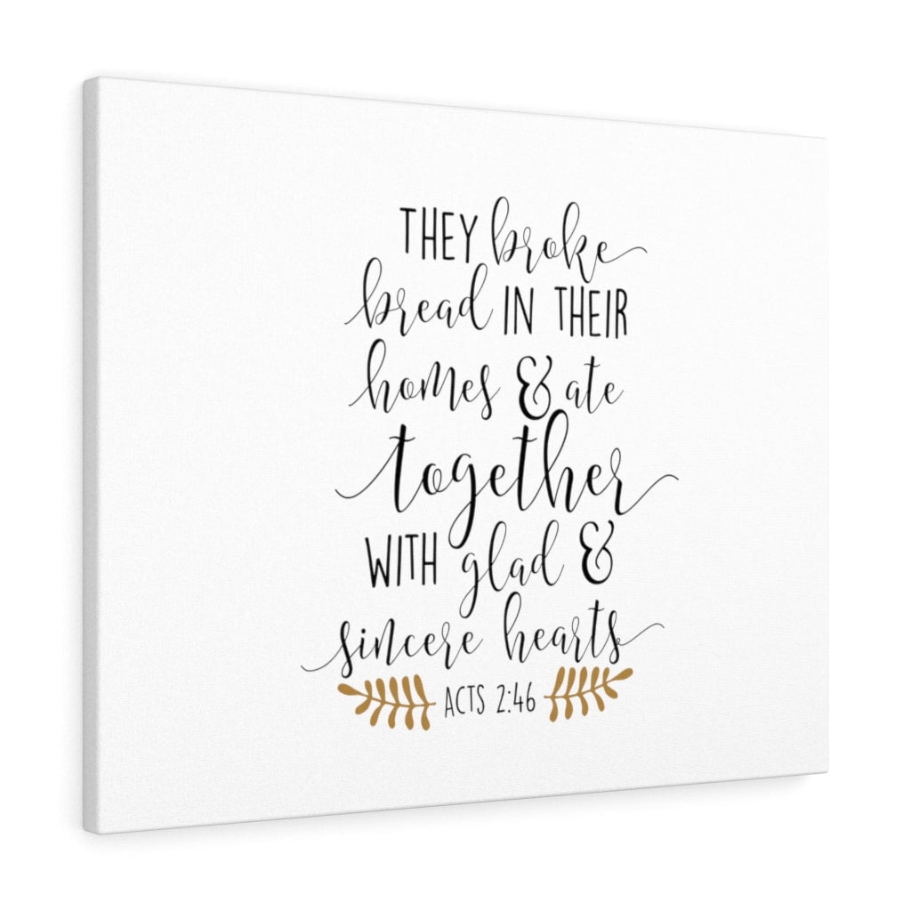 Scripture Walls Glad & Sincere Hearts Acts 2:46 Bible Verse Canvas ...