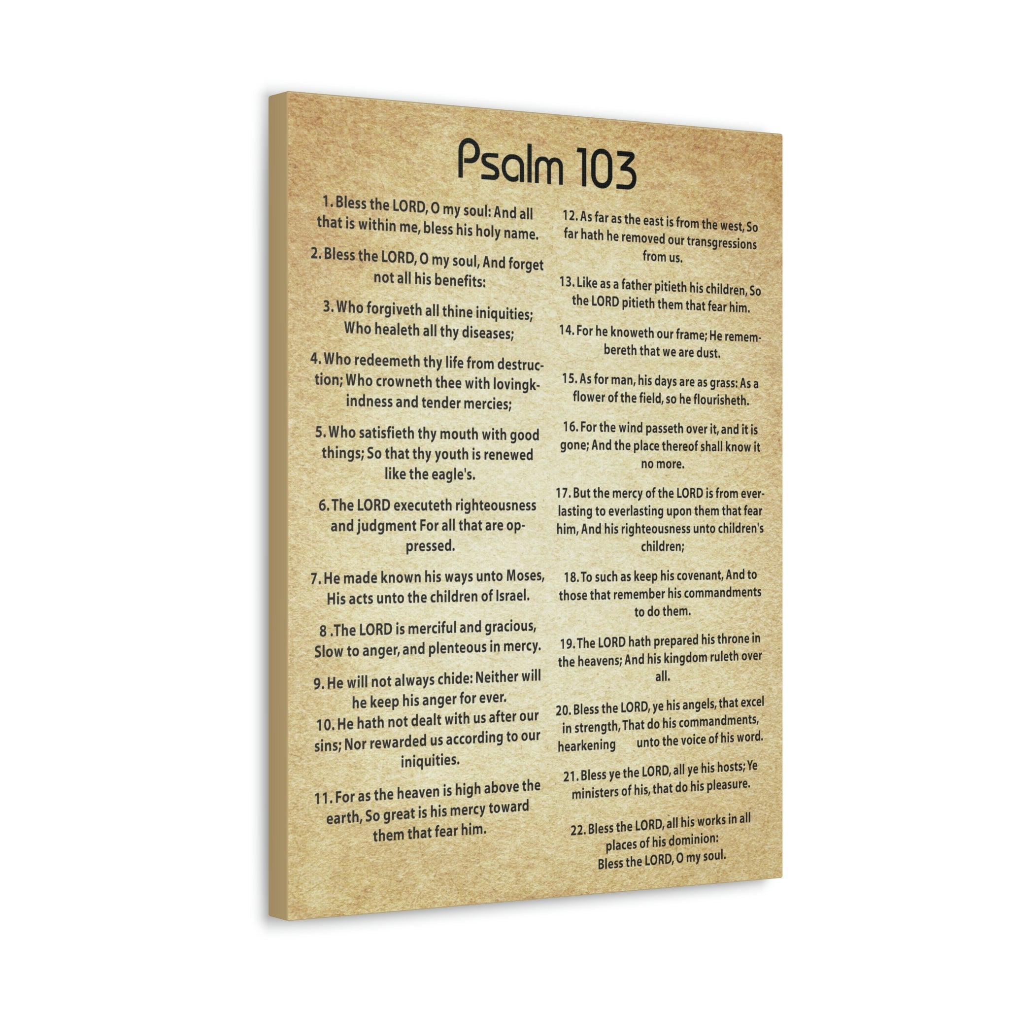 Scripture Walls Psalm 103 God's Great Love Gold Bible Chapter Canvas ...