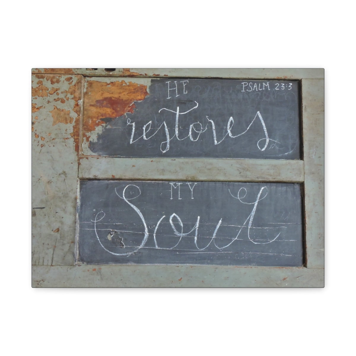 Scripture Walls He Restores My Soul Psalm 23:3 Bible Verse Canvas ...