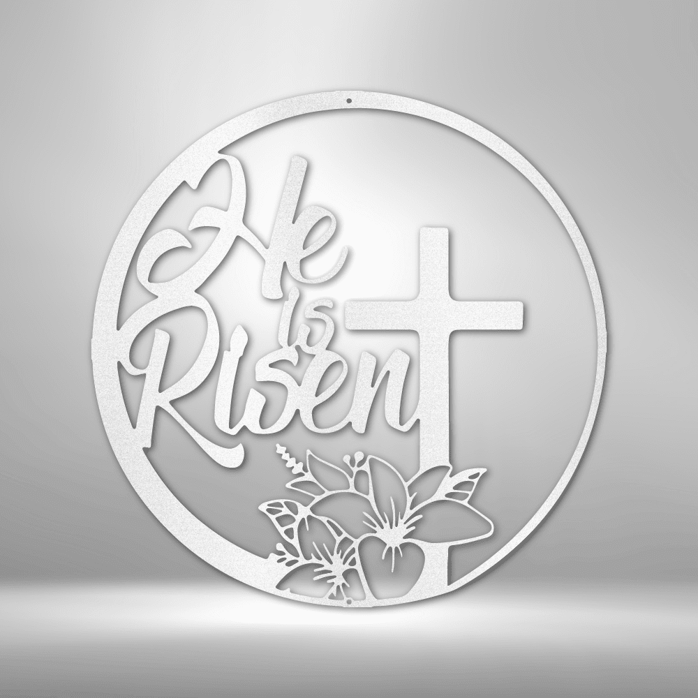 Scripture Walls He is Risen Matthew 28:6 Steel Sign Laser Cut Powder ...