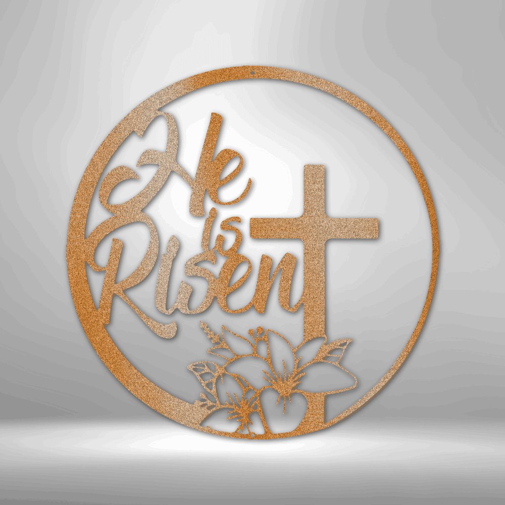 Scripture Walls He is Risen Matthew 28:6 Steel Sign Laser Cut Powder ...
