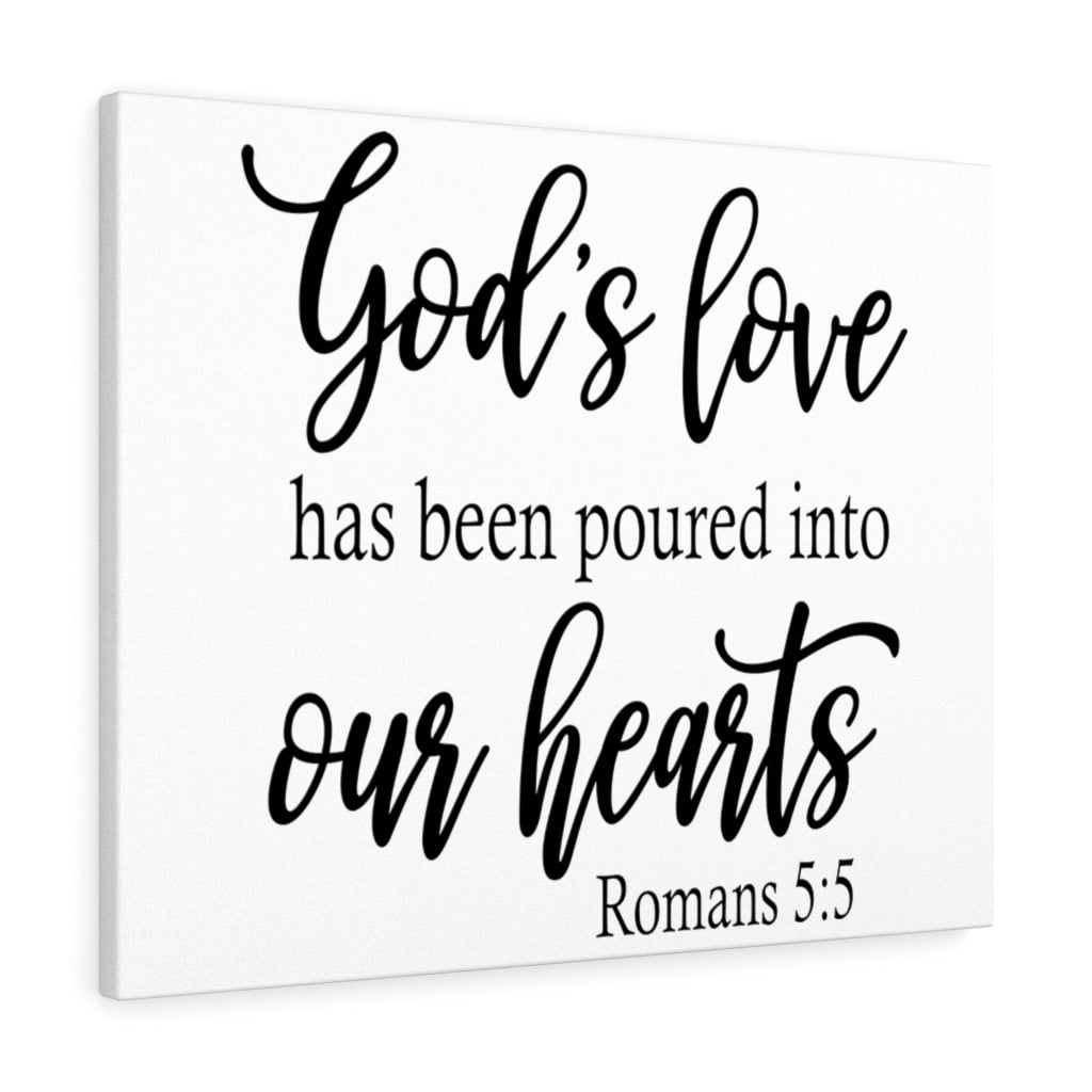 Scripture Walls Into Our Hearts Romans 5:5 Bible Verse Canvas Christian ...
